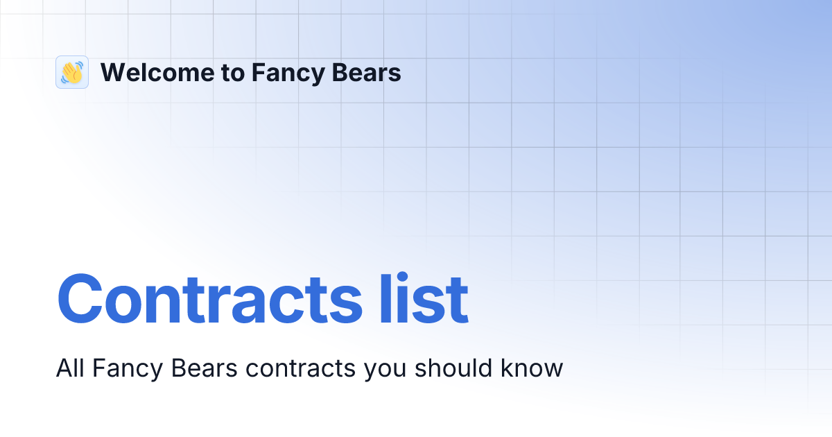 Contracts list | Welcome to Fancy Bears